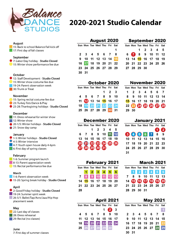 Studio Calendar - Balance Dance Studios | Dance Classes | Adults | Kids